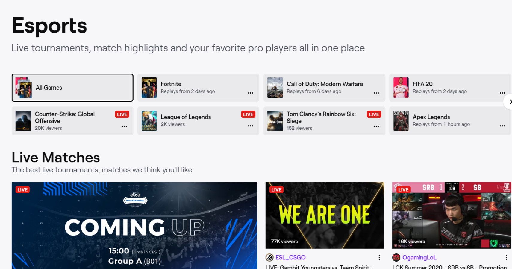 Twitch’s Menu Now Has An Esports Directory
