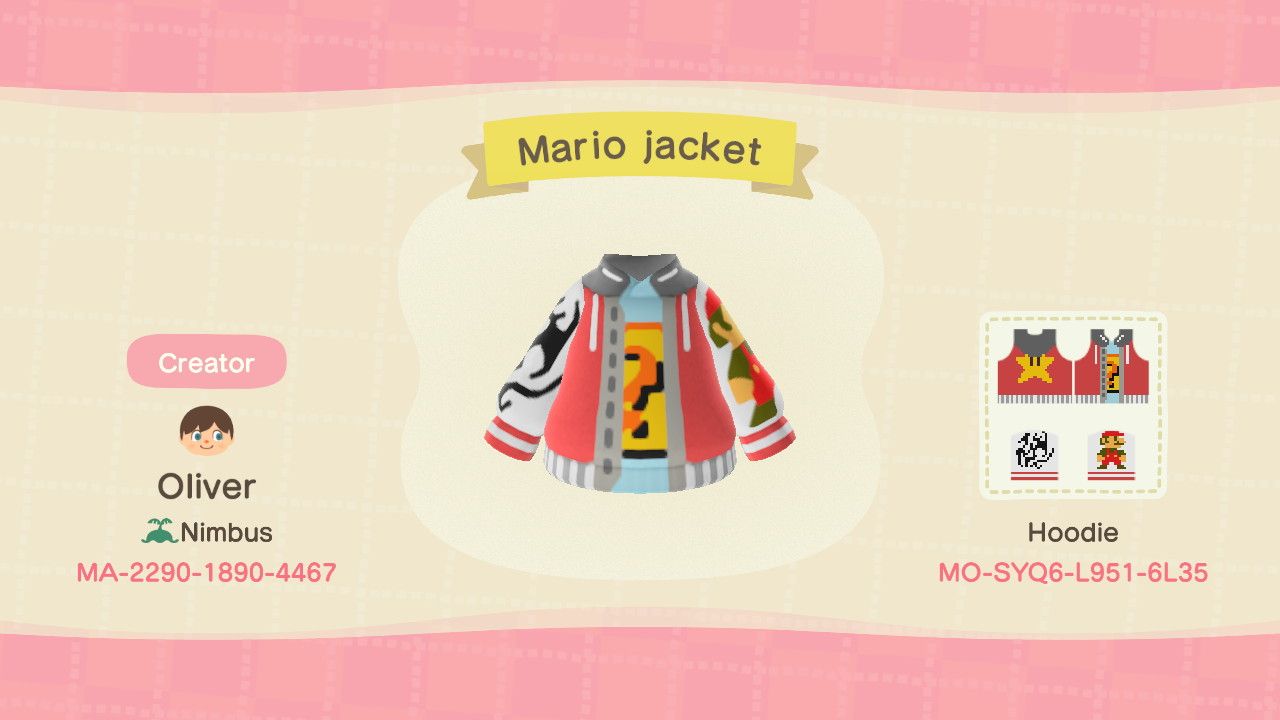 Animal Crossing: New Horizons - Codes For Super Mario Outfits