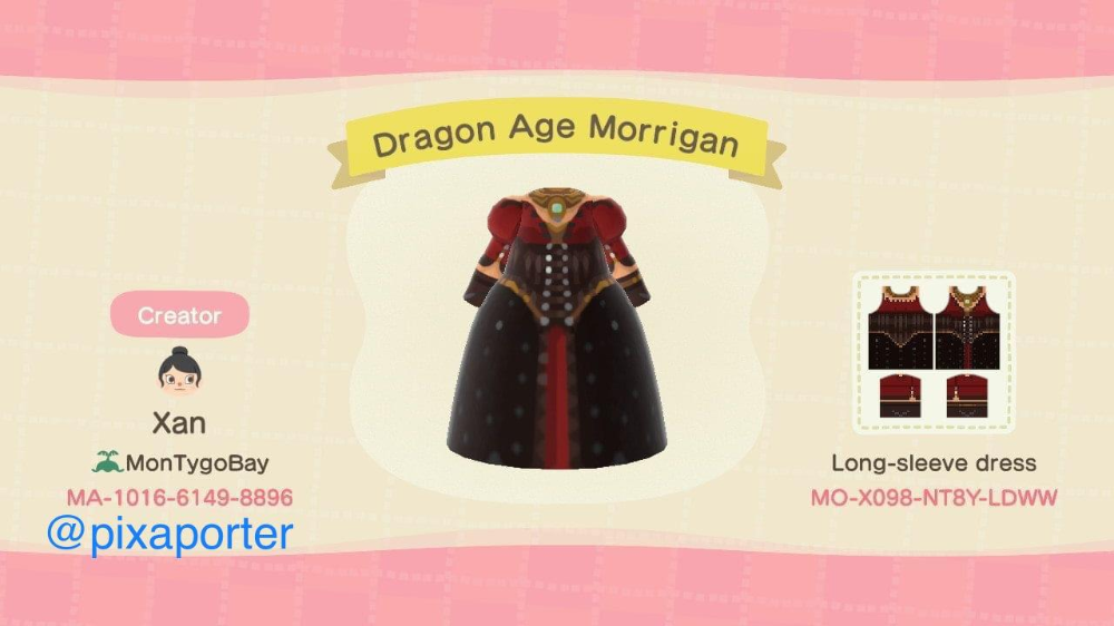 Animal Crossing: New Horizons - Codes for Dragon Age: Inquisition Outfits