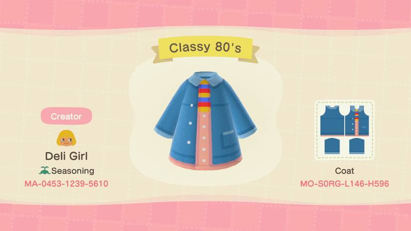 Animal Crossing: New Horizons - Codes For 1980s-Themed Outfits