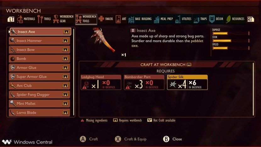Grounded: How To Upgrade Insect Axe To Level 2