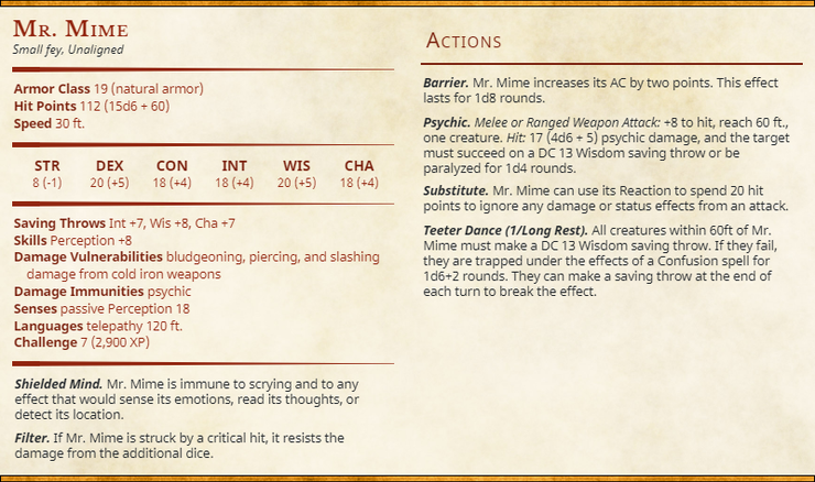 How To Turn Mr Mime From Pokemon Into A D&D Monster - pokemonwe.com
