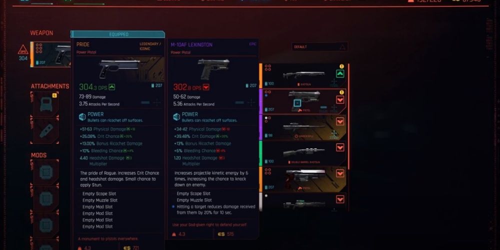 Cyberpunk 2077: All Iconic Pistols, Ranked (& Where To Find Them)