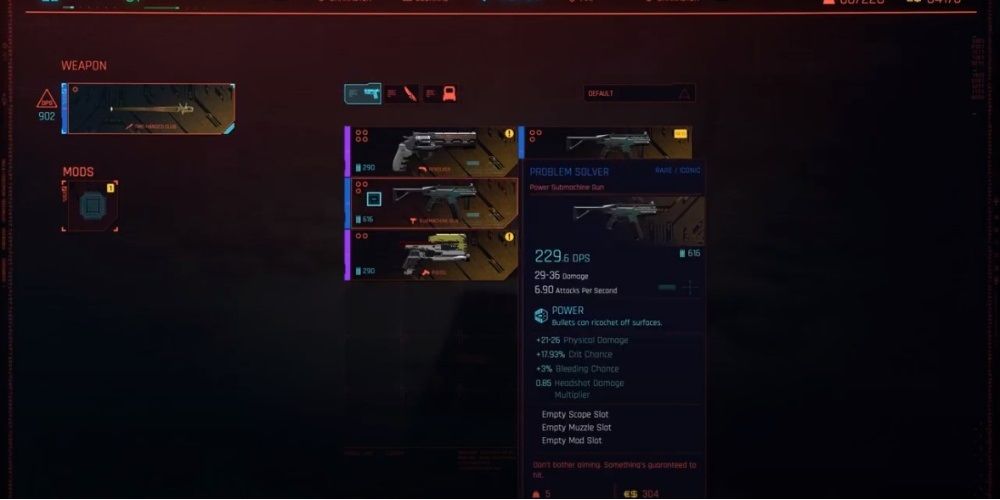 Cyberpunk 2077: All Unique Submachine Guns, Ranked