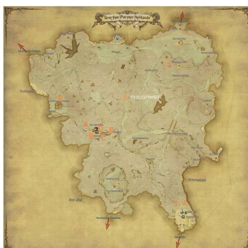 Every Coerthas Western Highlands Aether Current Location In FFXIV ...