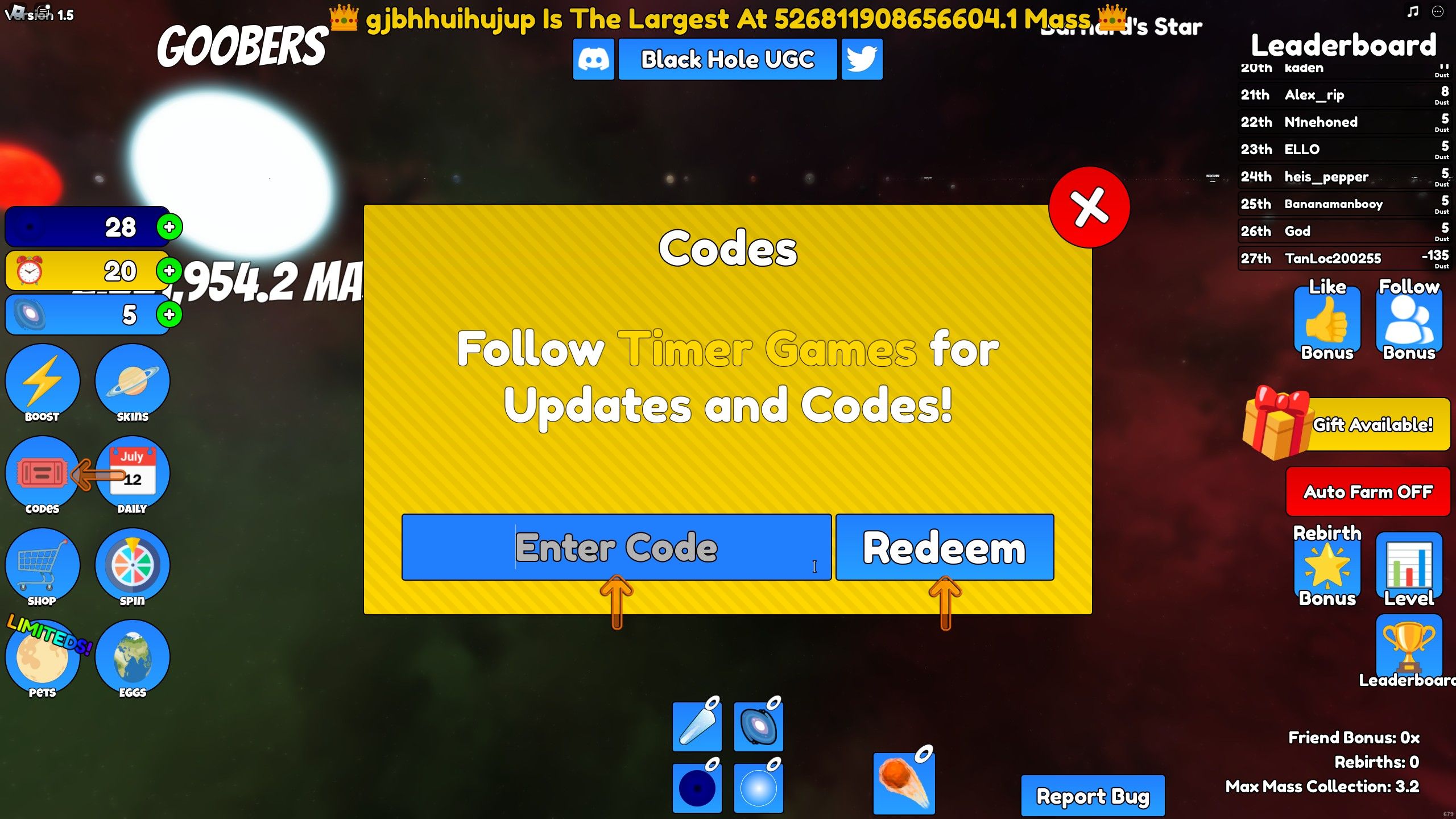 Eat The Universe Simulator Codes - Roblox