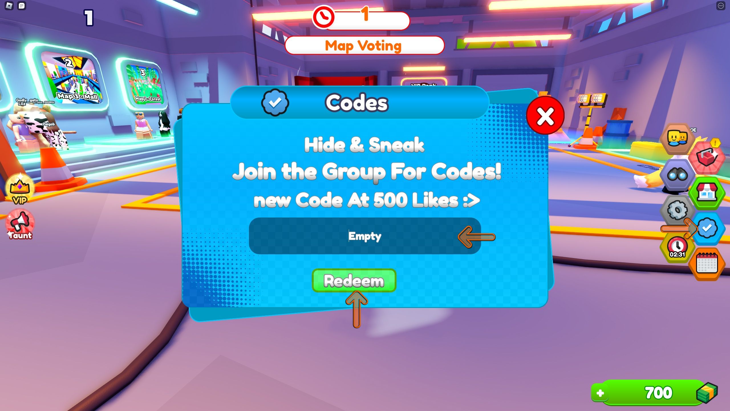 Hide And Sneak Codes - Roblox