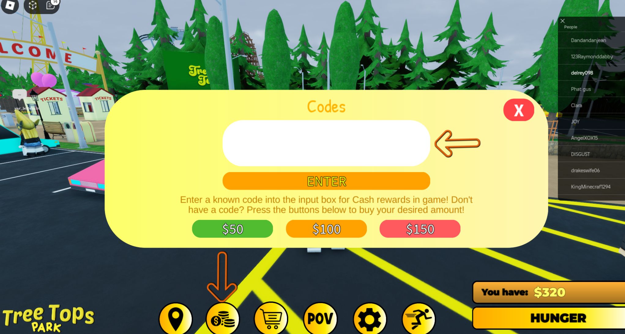 Tree Tops Theme Park Codes - Roblox