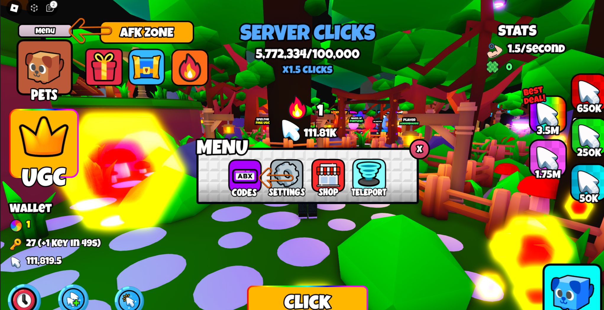 Free UGC Clicker Codes - Roblox