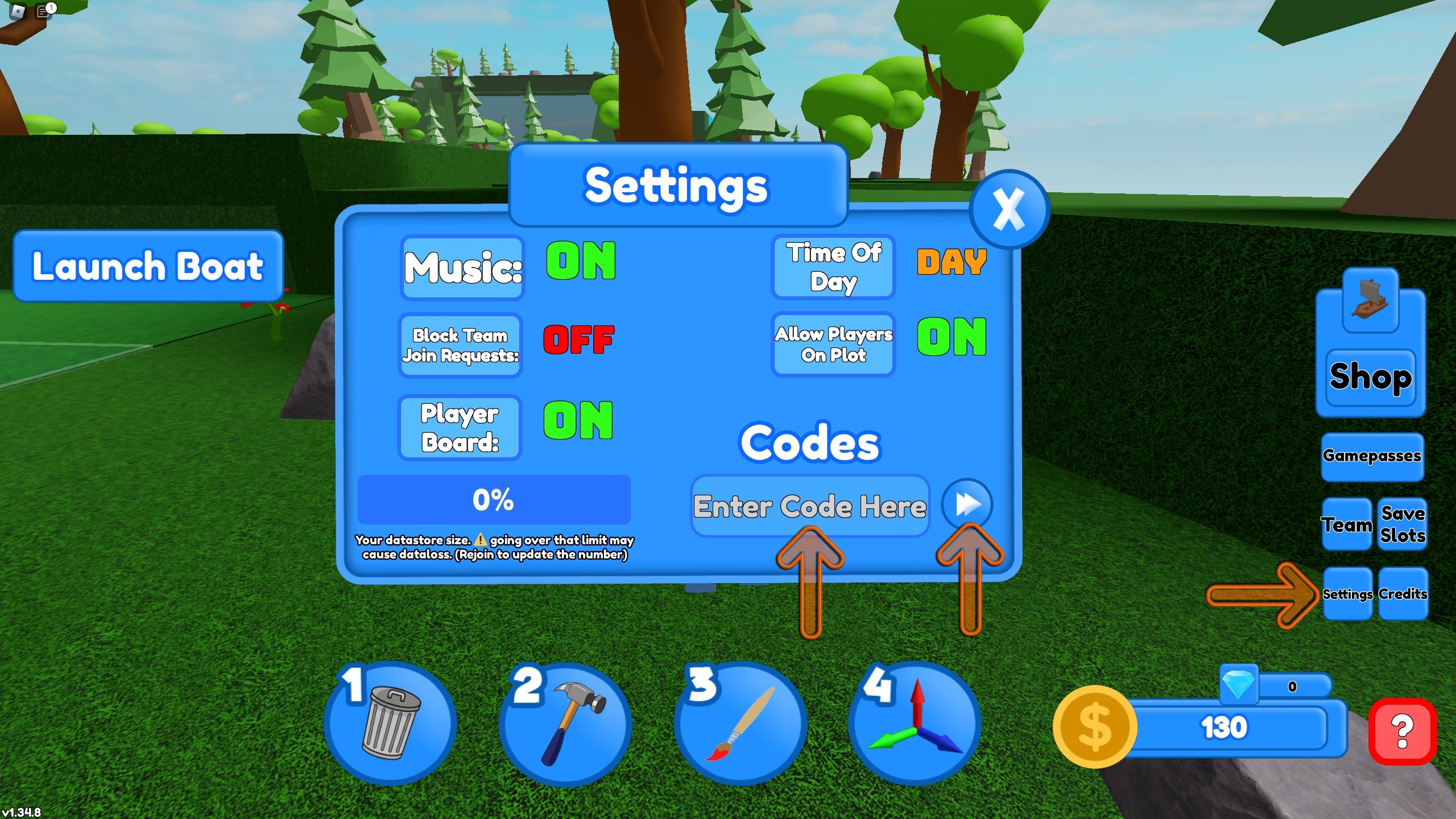 Build A Boat With Blocks Codes - Roblox