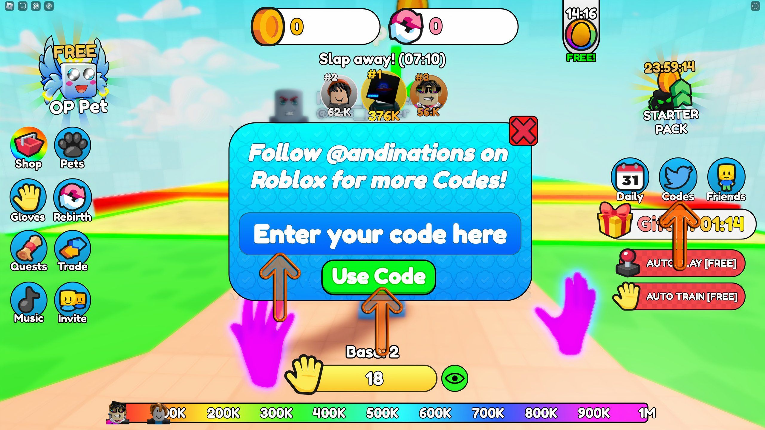 Slap A Friend Codes - Roblox