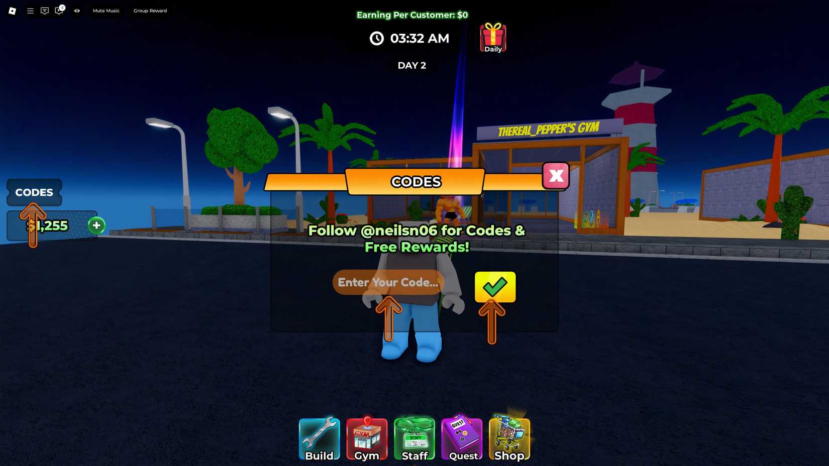Build A Gym Codes - Roblox