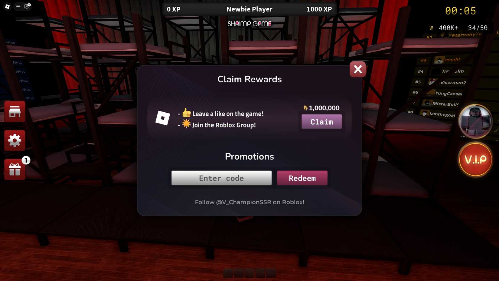 Shrimp Game Codes - Roblox