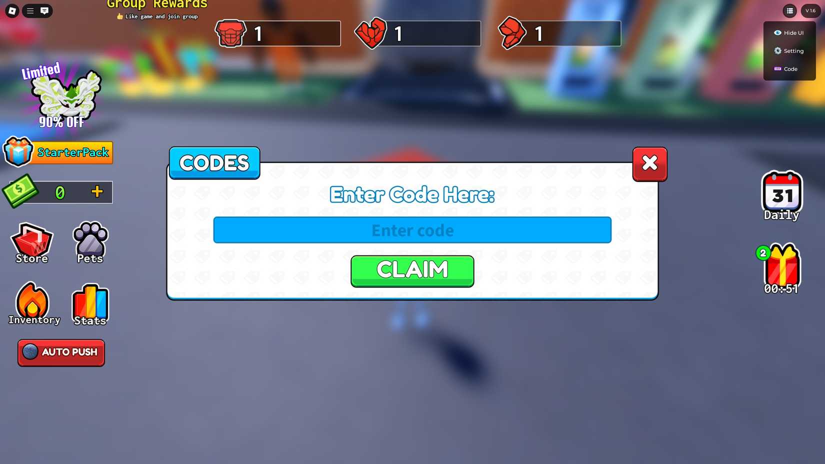 Push A Rock Codes - Roblox