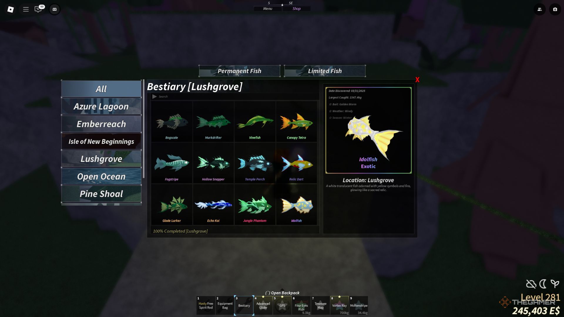 How To Catch Every Fish In Roblox: Fisch's Lushgrove Area