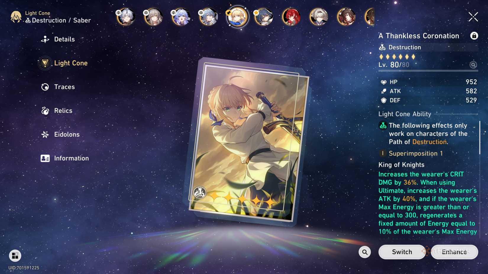 The Best Saber Build, Team, Light Cone, And Relics In HSR